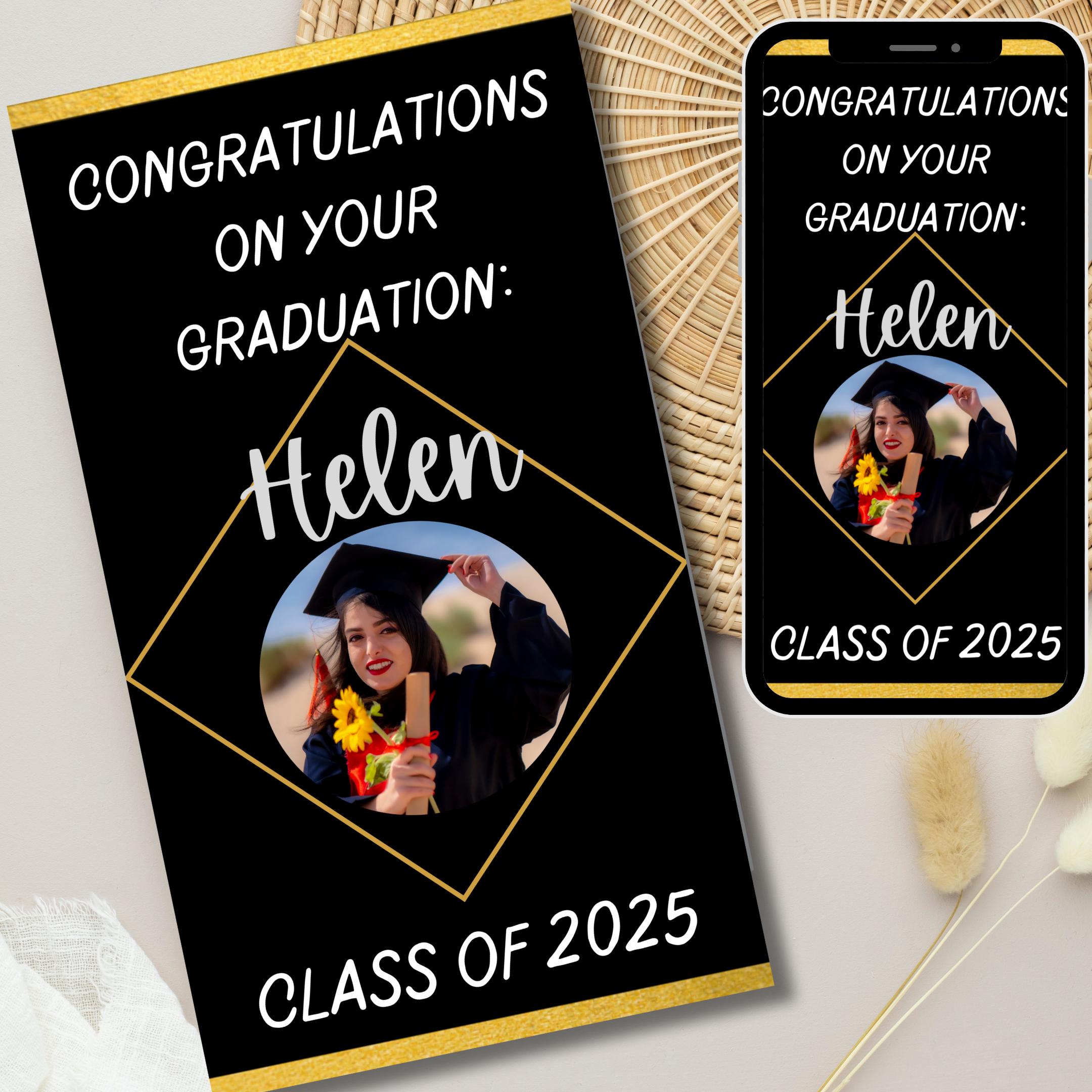 2025 Custom Graduation Ecard Grad Celebration Greeting Student Congrats ...