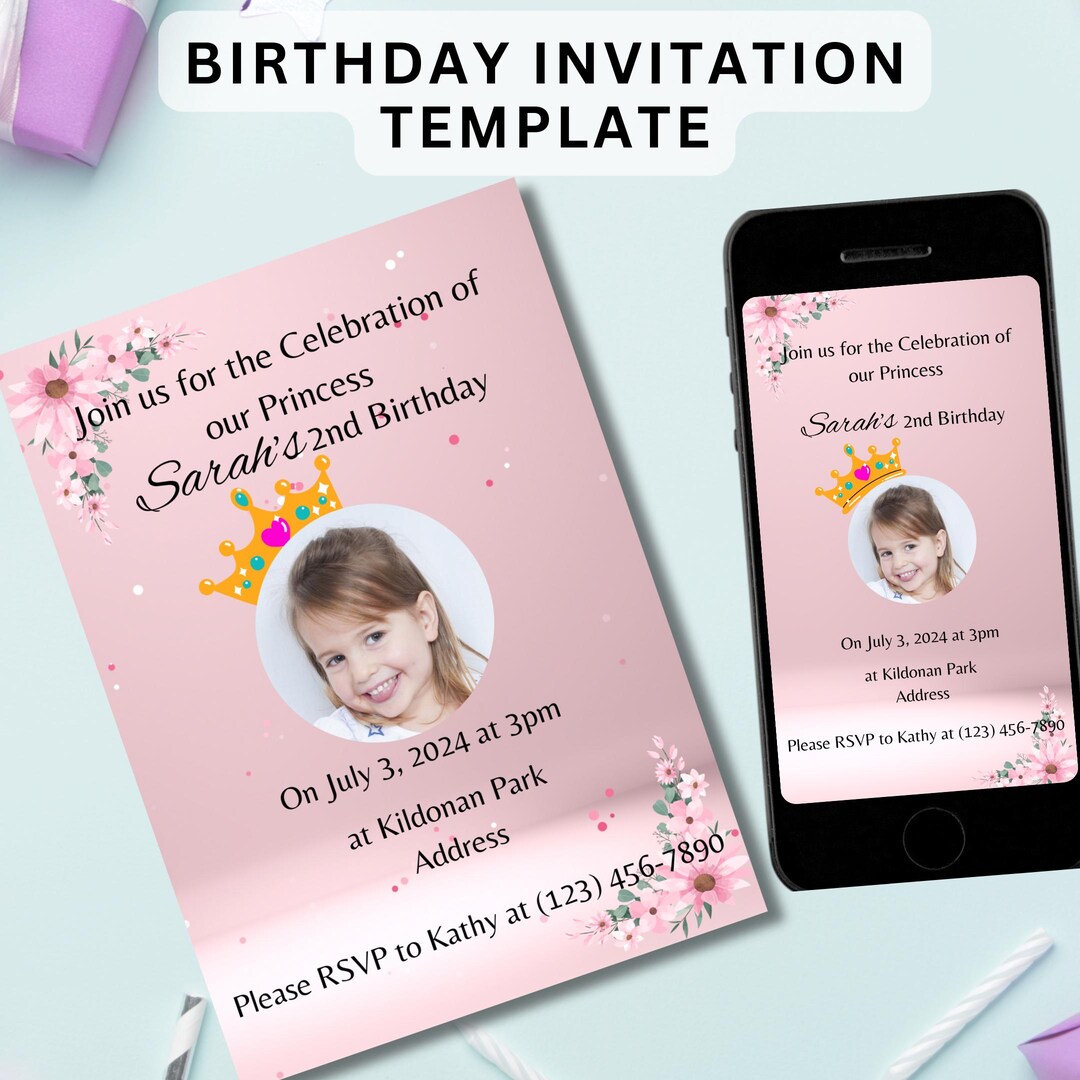Princess Party Invite Magical Ecard Digital Invitation Custom Kids ...