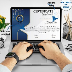 Appreciation Award Printable Certificate Editable Template Diploma ...