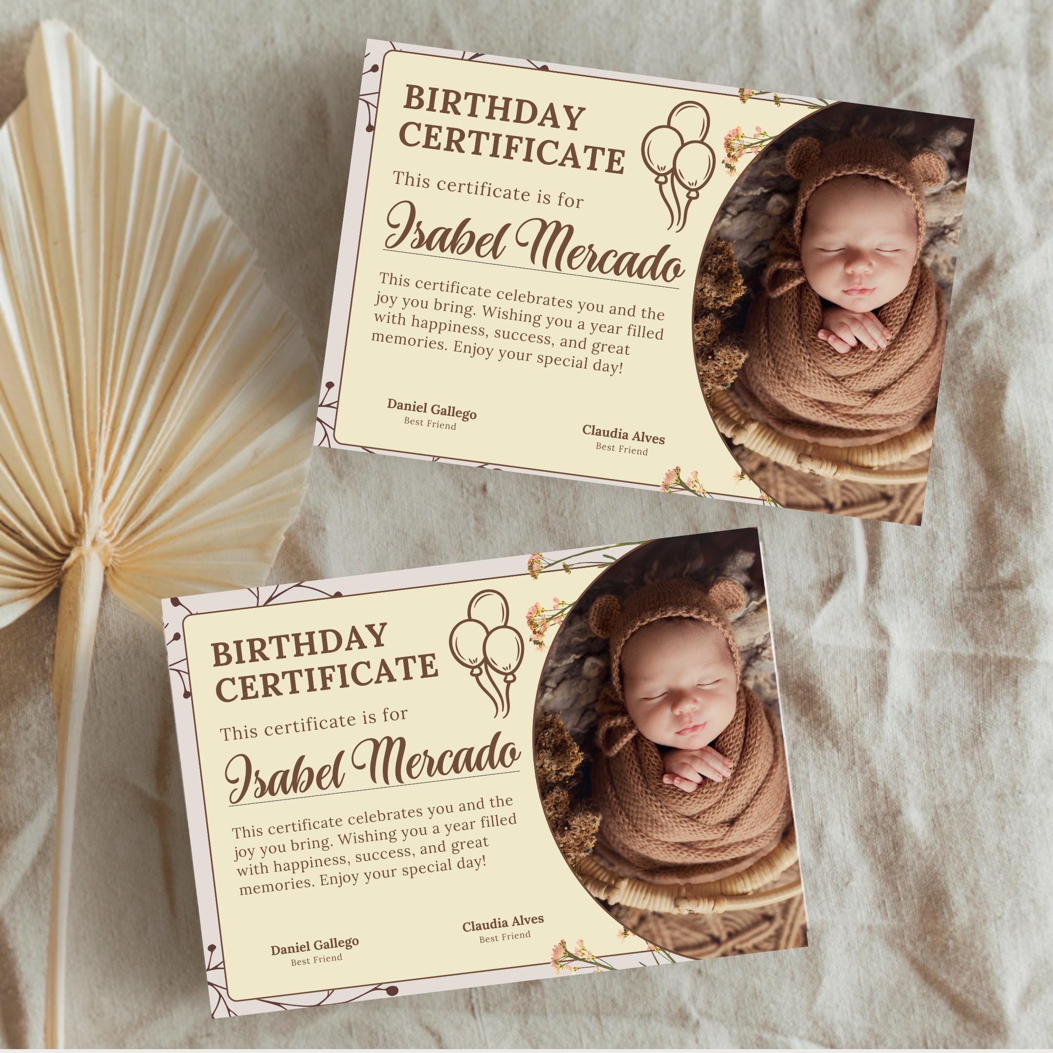 Editable Certificate Custom Birthday Digital Download Canva Template ...