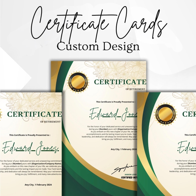 Retirement Certificate Digital Download Template Design Elegant ...