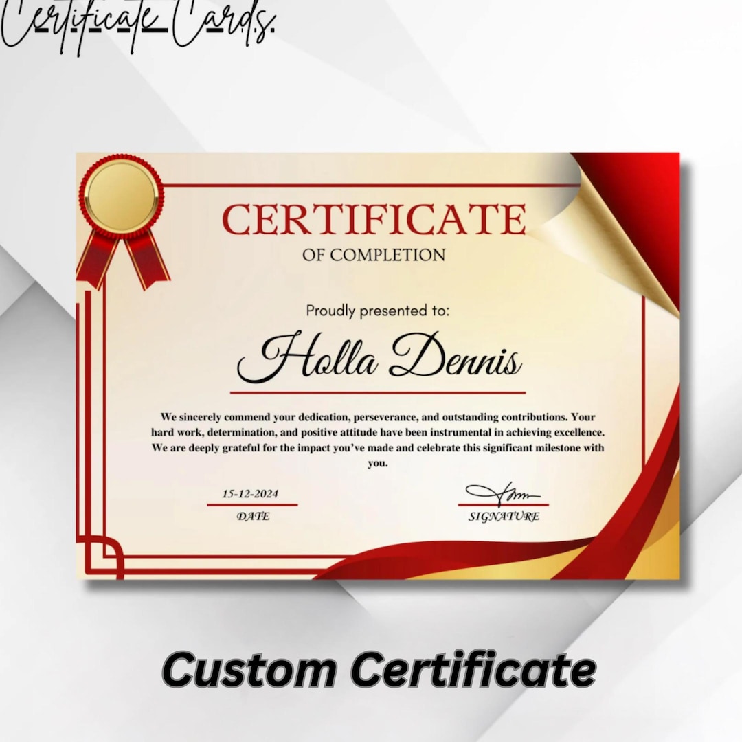 Personalized Completion Certificate for Training Custom Award ...