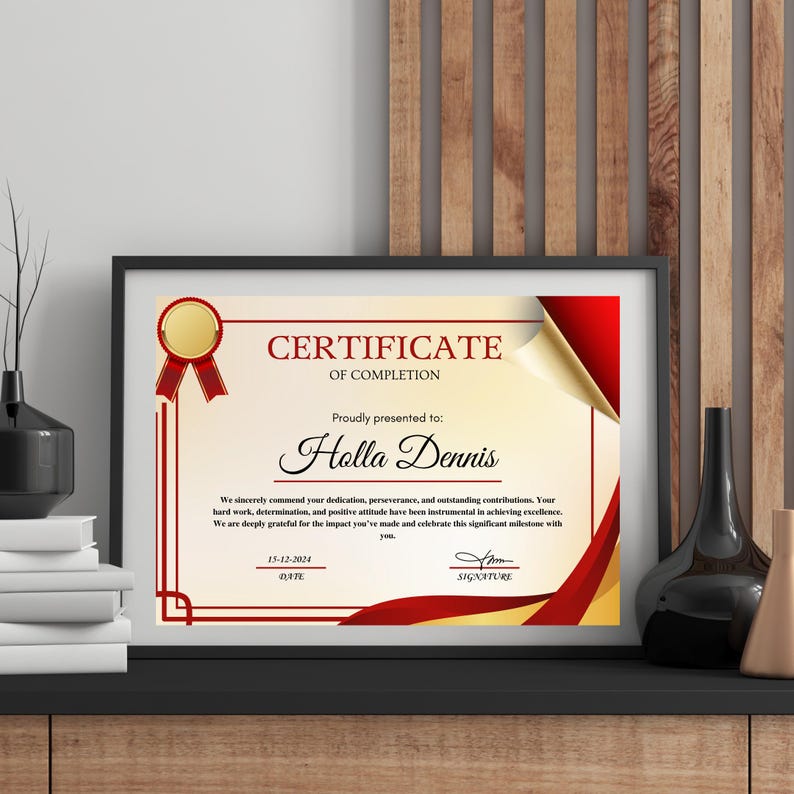 Personalized Completion Certificate for Training Custom Award ...