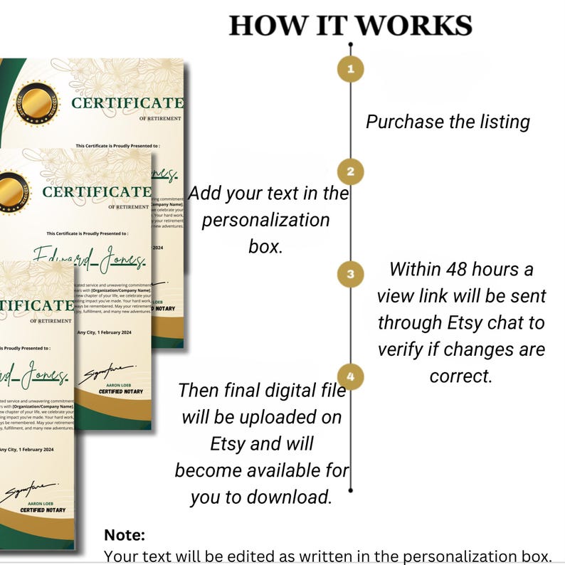 Retirement Certificate Digital Download Template Design Elegant ...