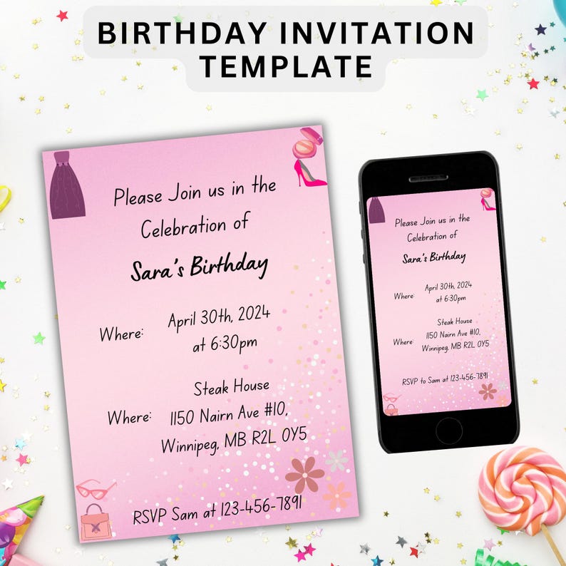DIY Kids Party Einvite Playful Design Invite Template Fun Celebration ...