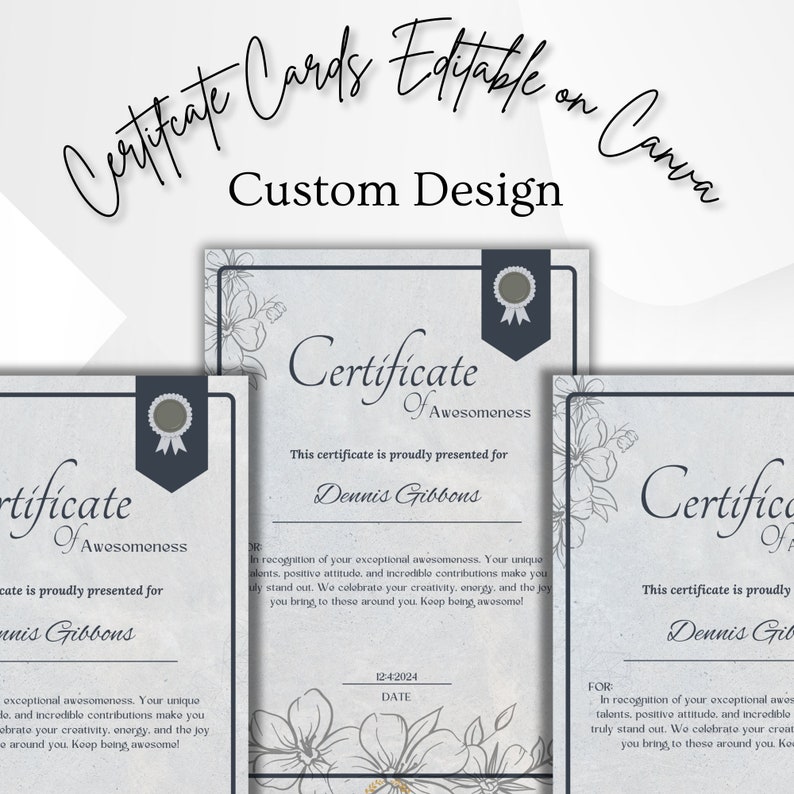 Digital Certificate Template Floral Design Award Certificate ...