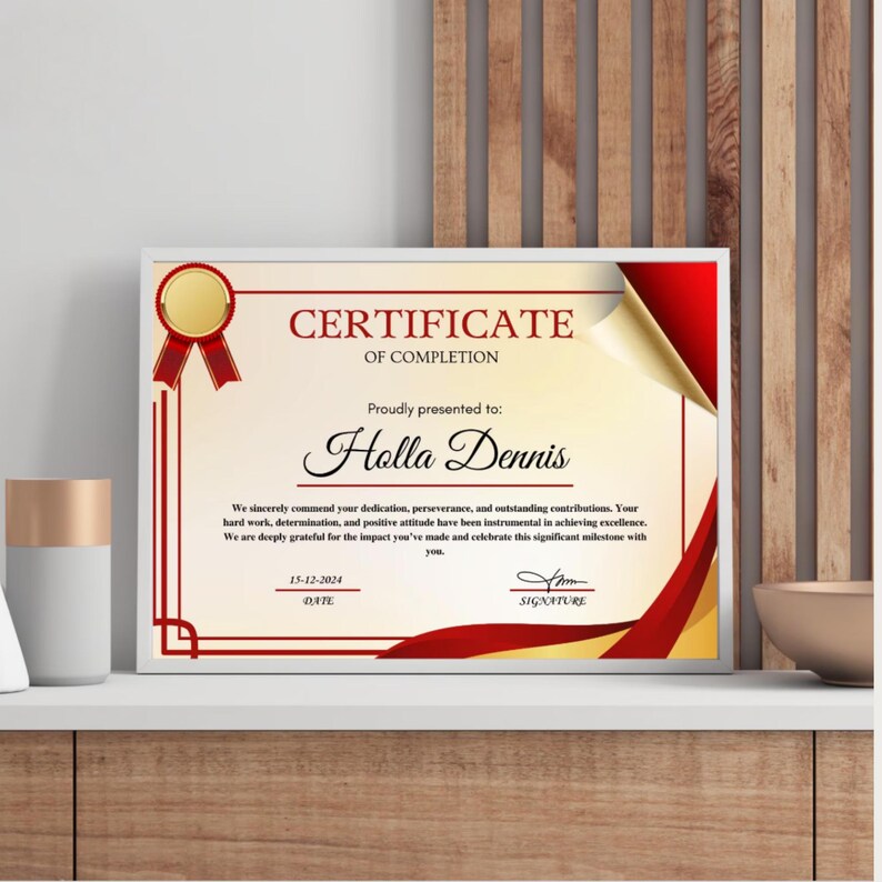 Personalized Completion Certificate for Training Custom Award Certificate for Apprenticeship ...
