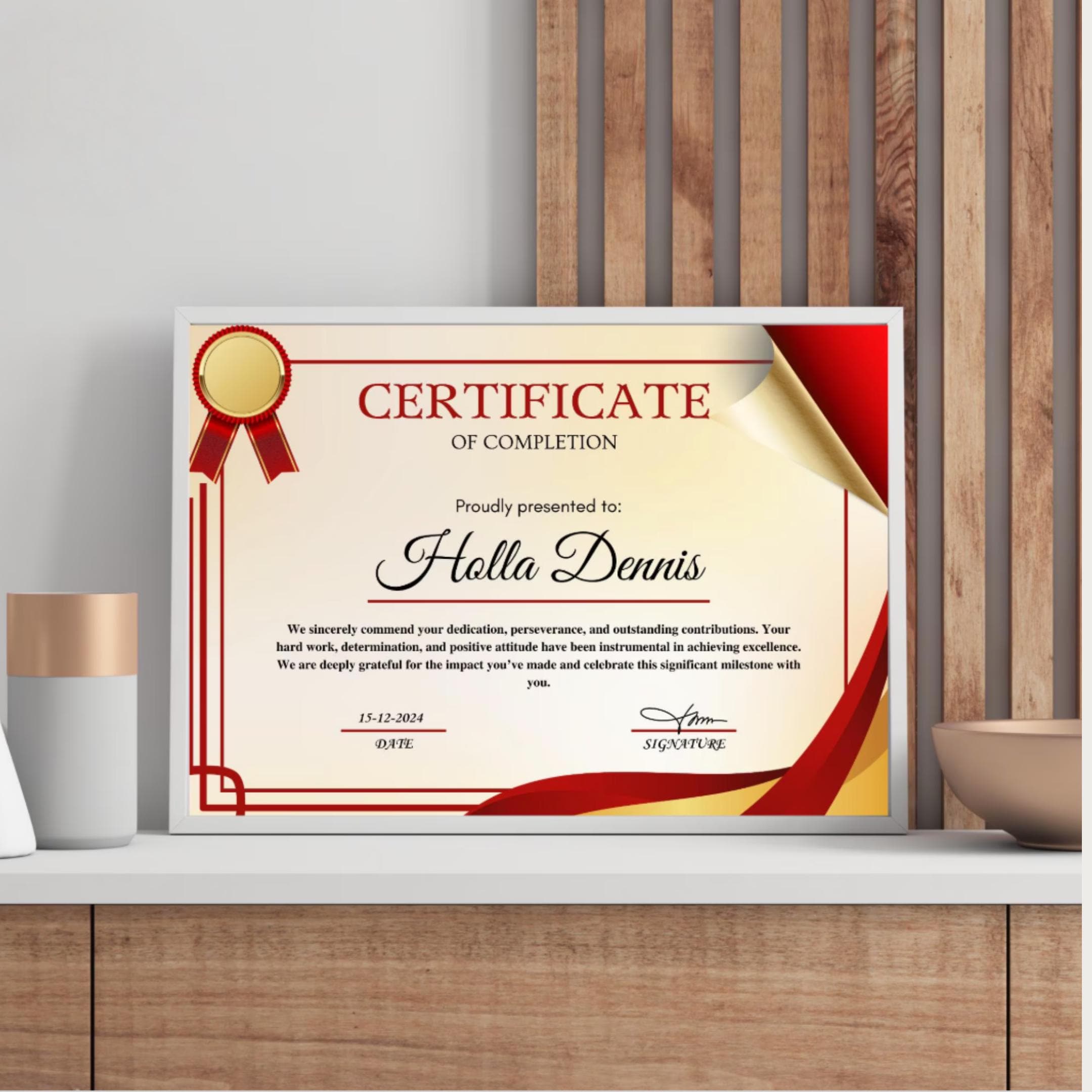 Personalized Completion Certificate for Training Custom Award ...