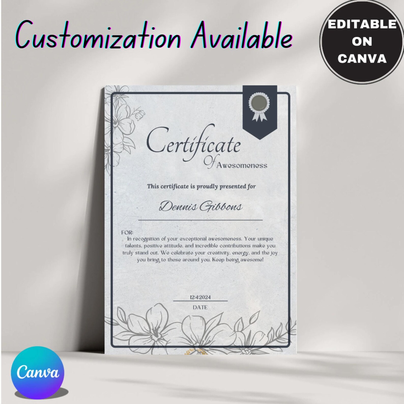 Digital Certificate Template Floral Design Award Certificate ...