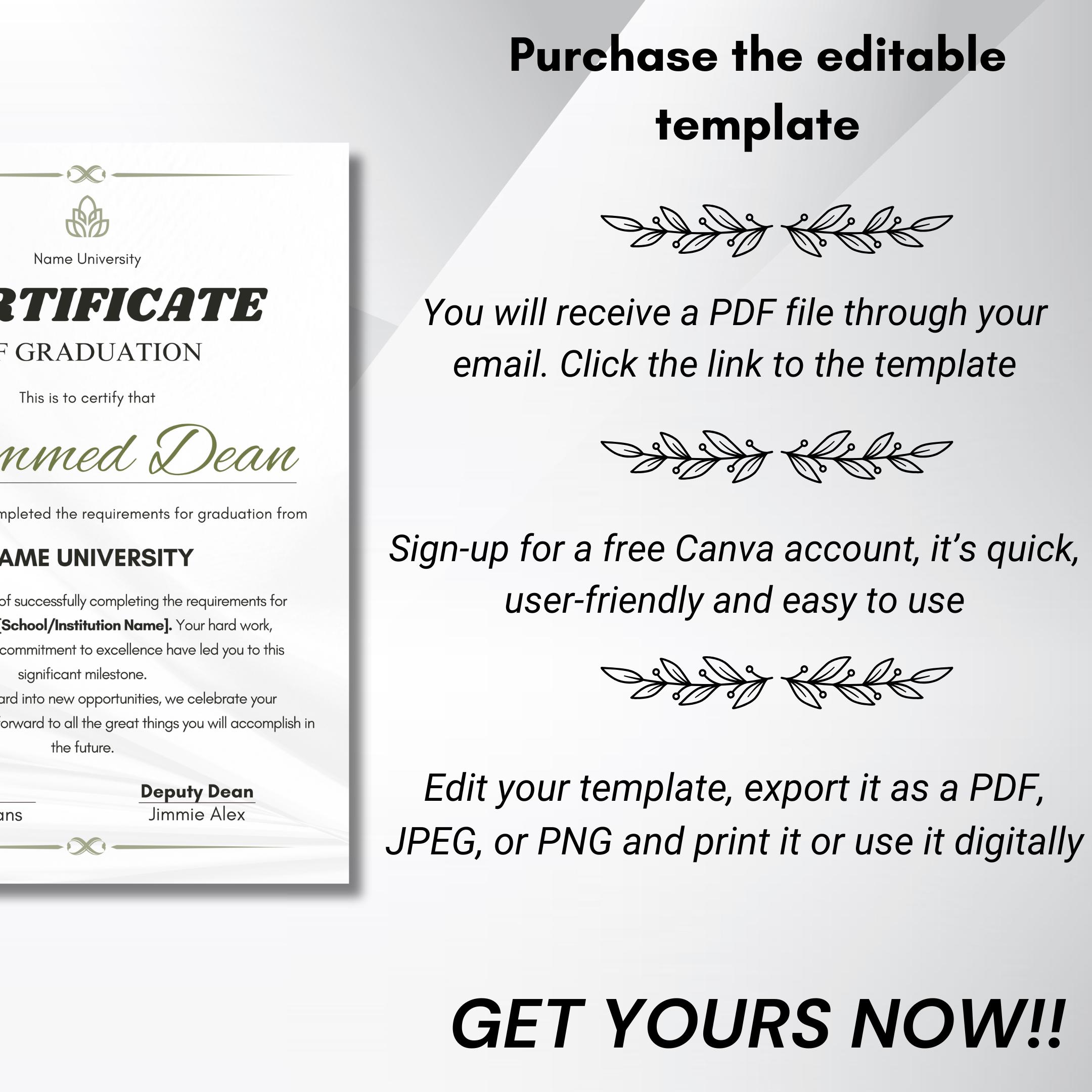 Digital Graduation Certificate Template Download PDF Format ...
