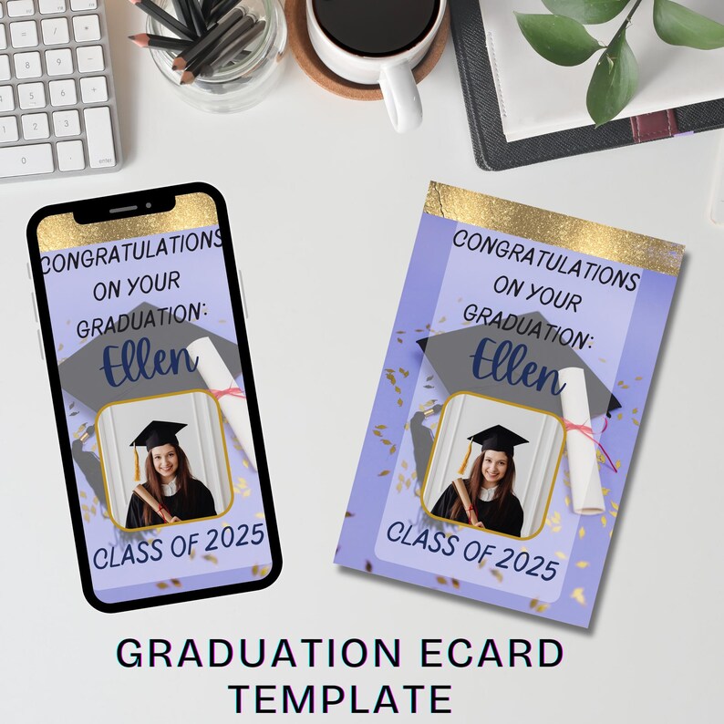 Animated Digital Grad Card Template Printable DIY Graduation Ecard ...