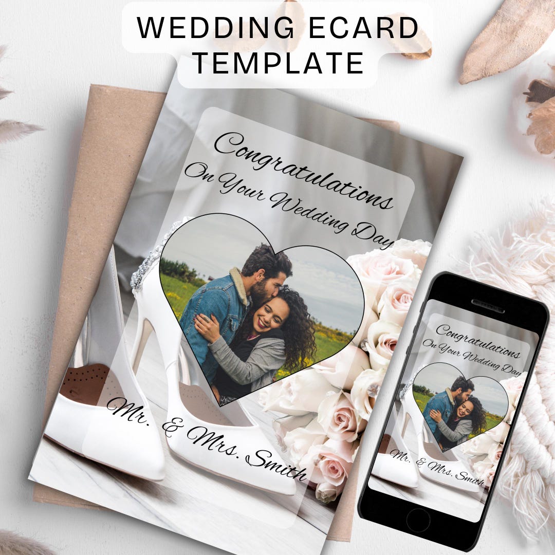 Editable Photo Wedding Card Digital Congrats Wedding Card for Quick ...