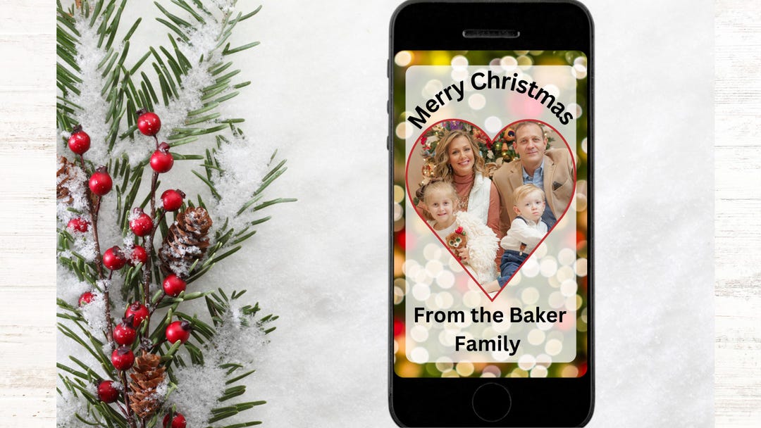 Digital Card Family Photo Holiday Greeting Christmas Wishes ...