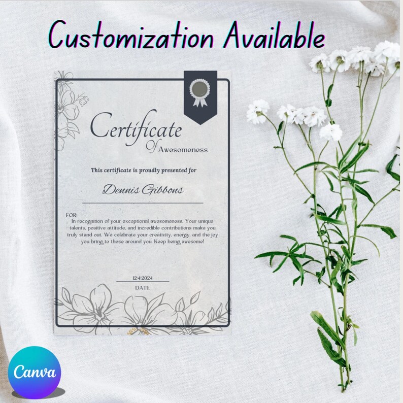 Digital Certificate Template Floral Design Award Certificate ...