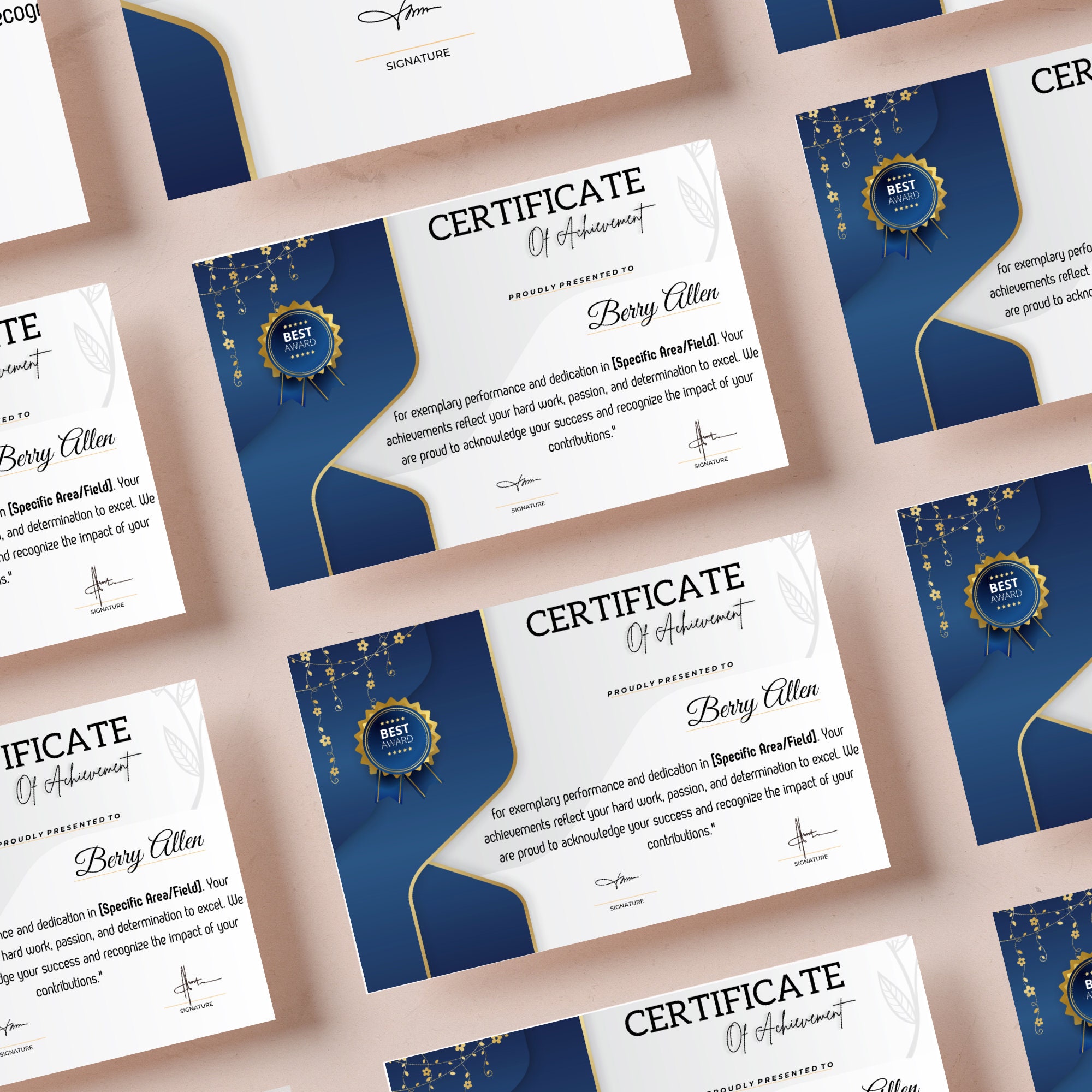 Appreciation Award Printable Certificate Editable Template Diploma ...