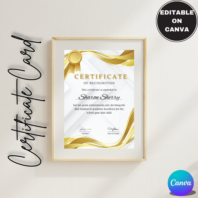 Recognition Award Certificate for Academic Excellence Template Student ...