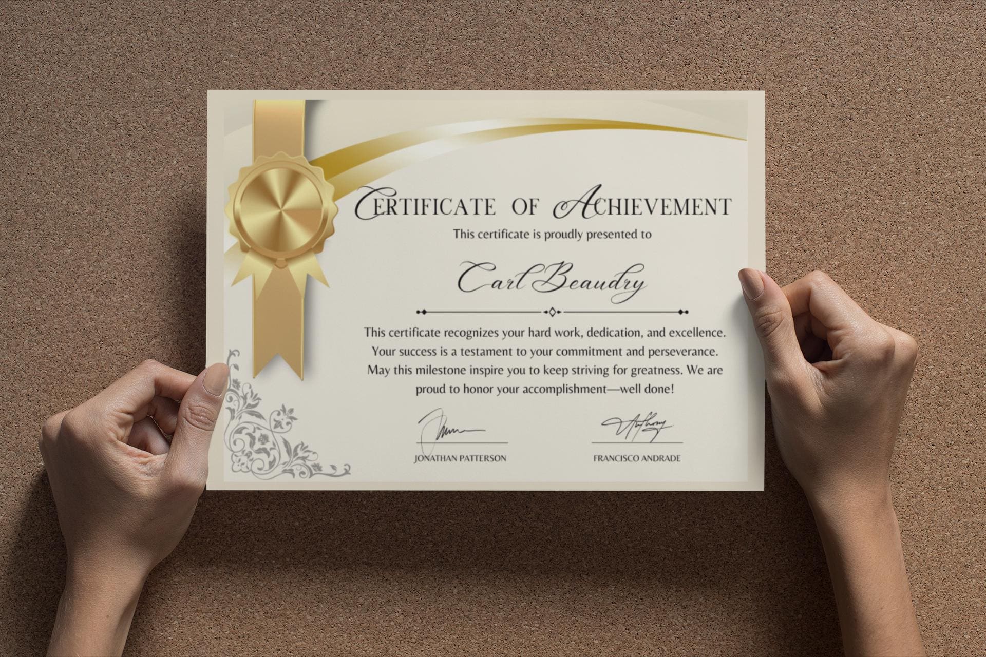 Custom Certificate Printable Award Gold Style Design Personalized ...