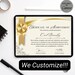 Custom Certificate Printable Award Gold Style Design Personalized ...
