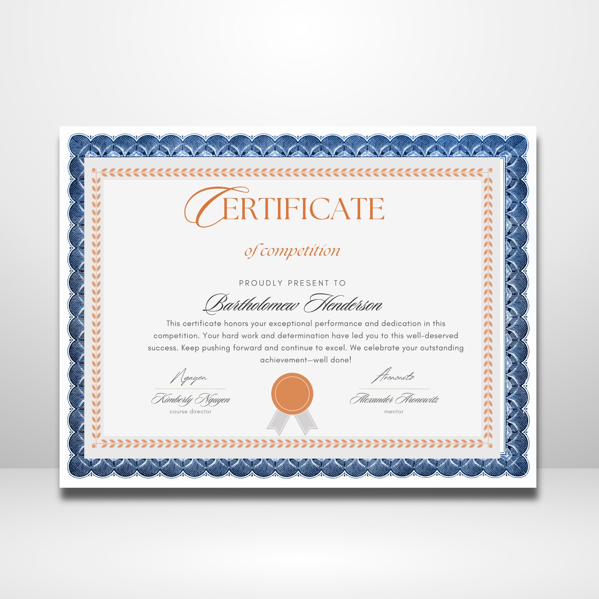 Personalized Certificate Card for Competition Printable Certificate ...