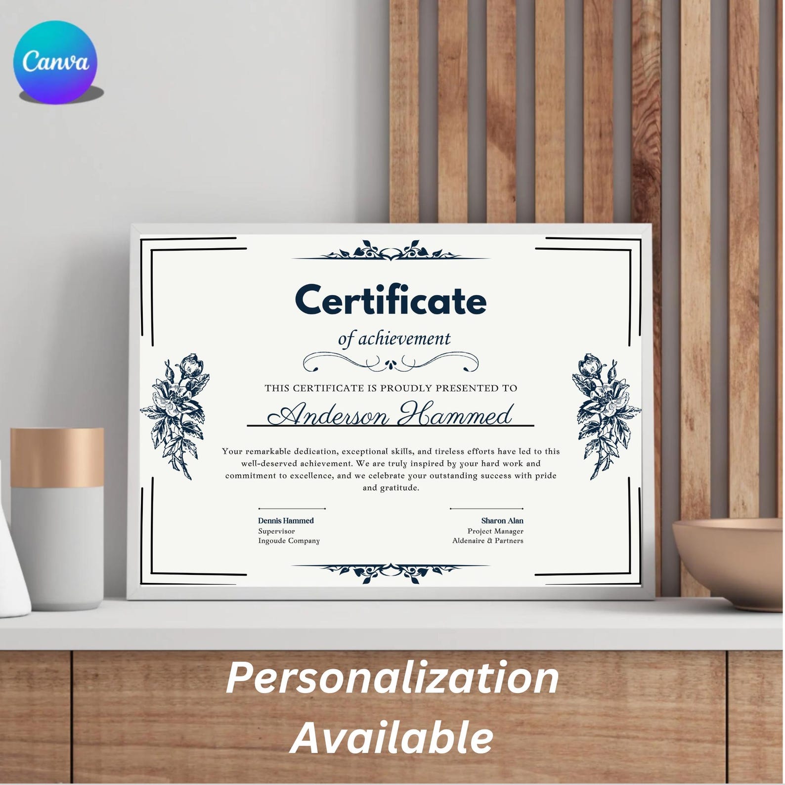 Custom Achievement Certificate Template Floral Design Award Certificate ...