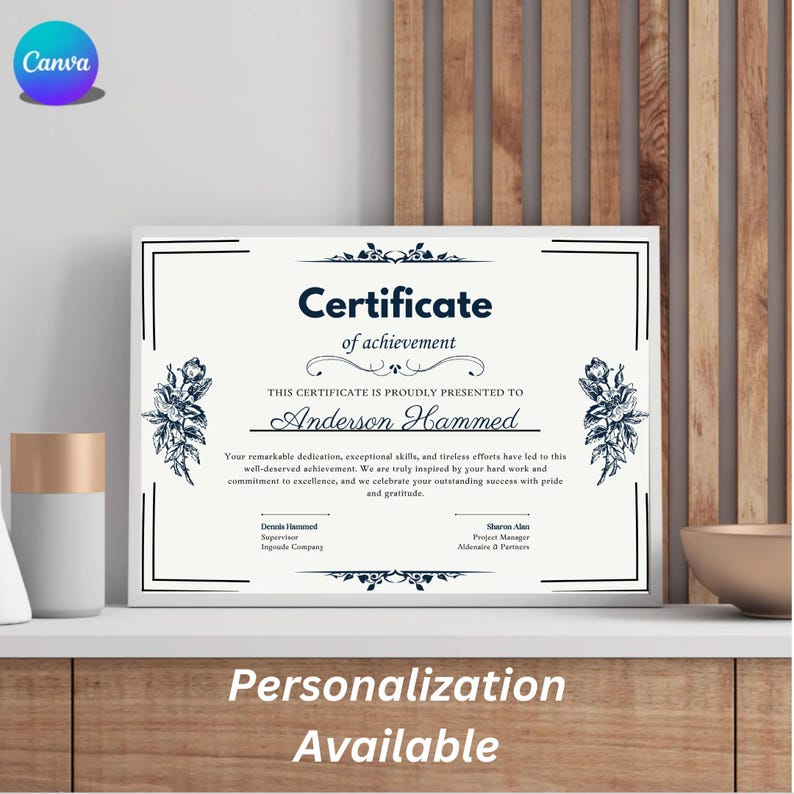Custom Achievement Certificate Template Floral Design Award Certificate ...