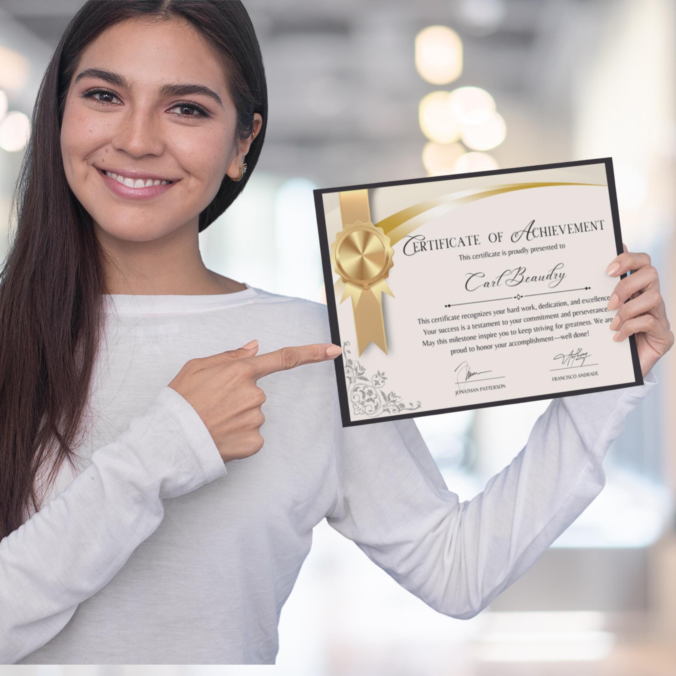 Custom Certificate Printable Award Gold Style Design Personalized ...
