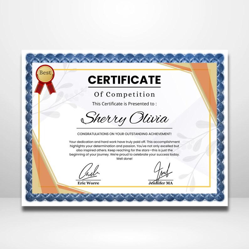 Editable Certificate for Competition Custom Canva Template Modern ...