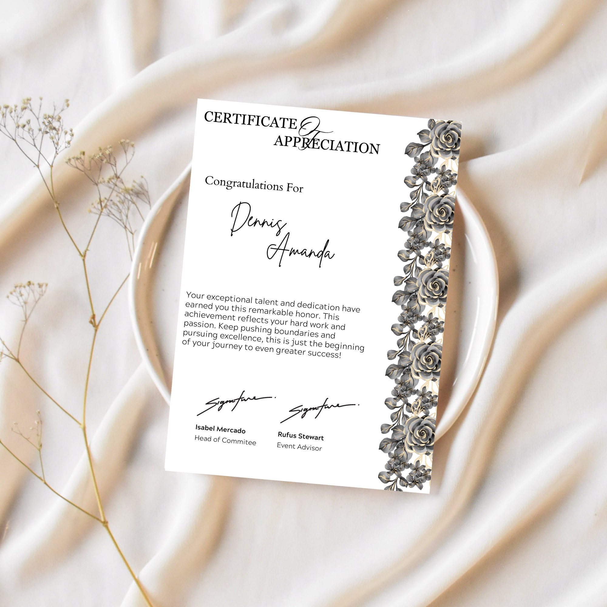 Custom Certificate Editable Template Award Certificate Appreciation ...