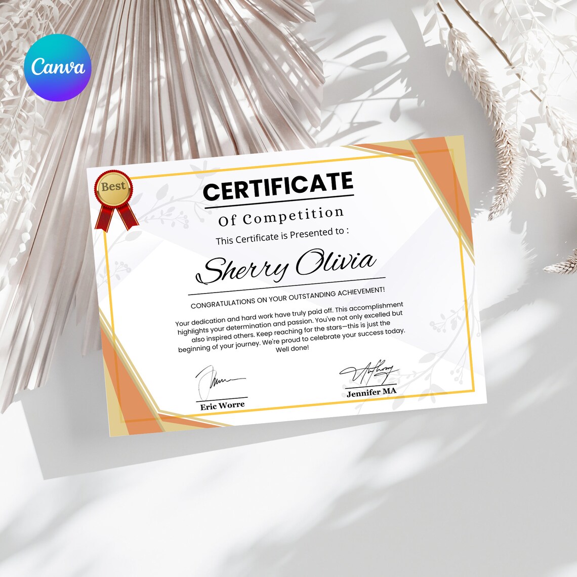 Editable Certificate for Competition Printable Certificate Template ...
