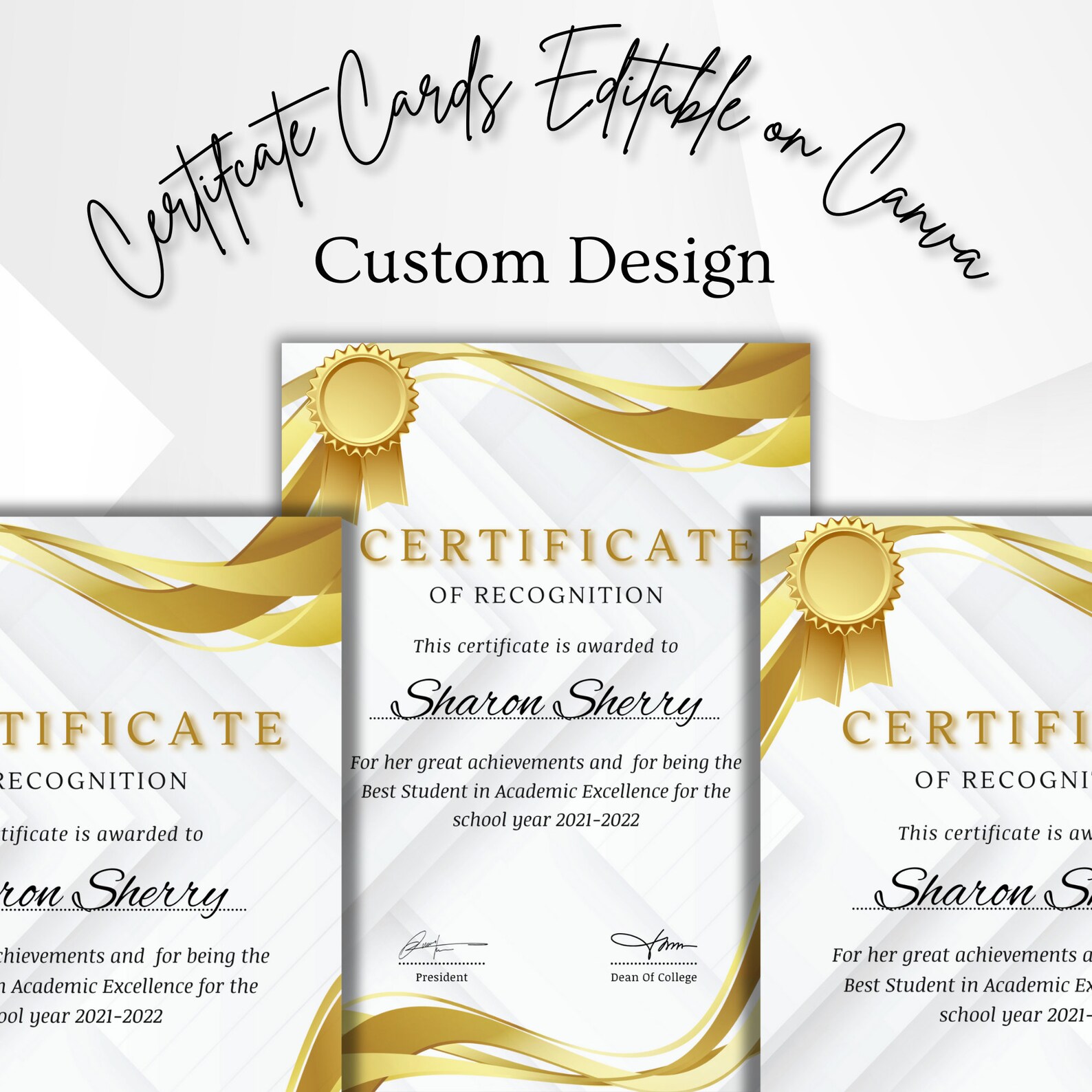 Recognition Award Certificate for Academic Excellence Template Student ...