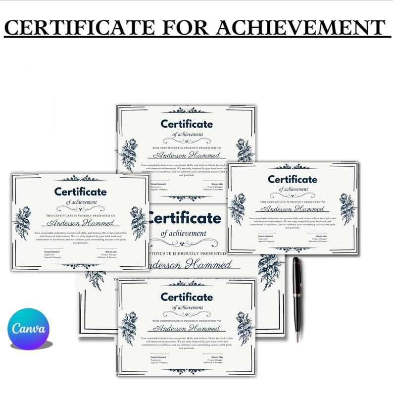 Custom Achievement Certificate Template Floral Design Award Certificate ...