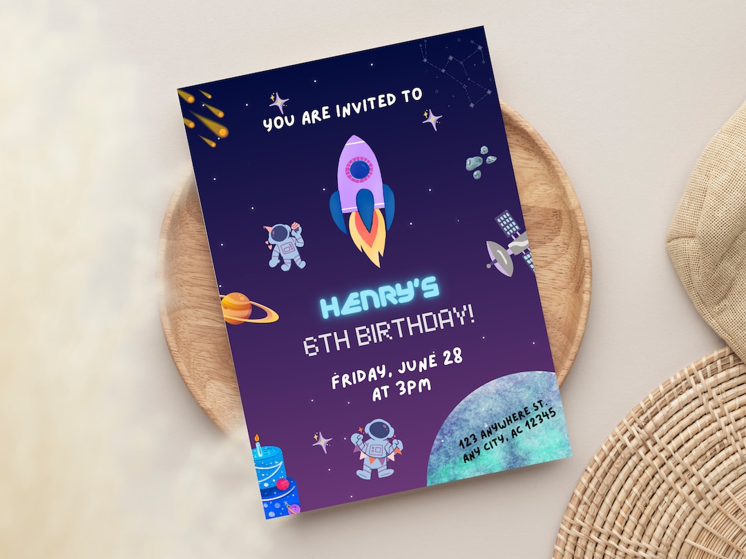 5"x7" Fully Editable Outer Space, Astronaut, Space Shuttle, Galaxy ...