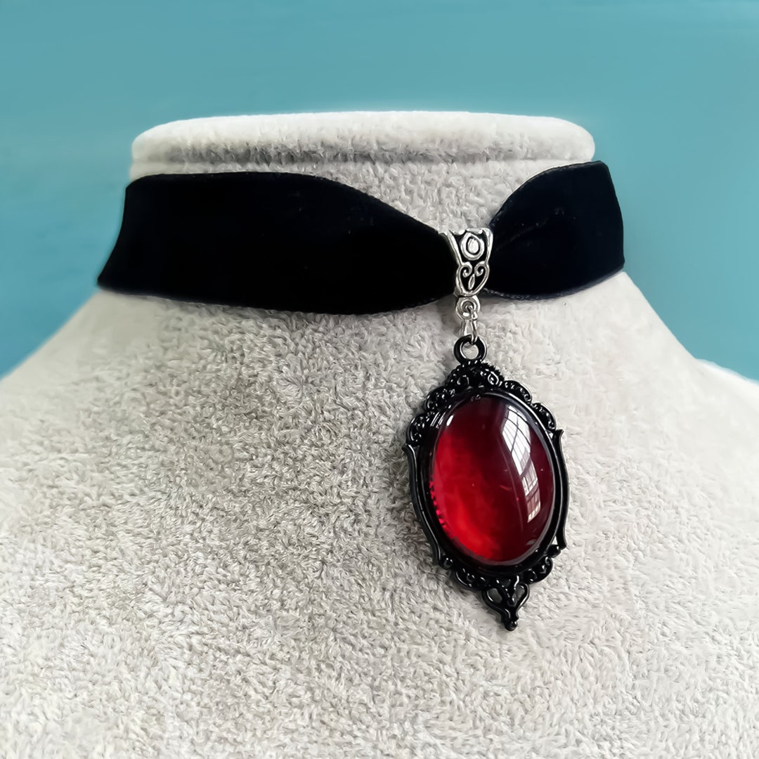 Gothic Red Pendant, Crystal Pendant, Blood Charm Necklace, Gothic ...