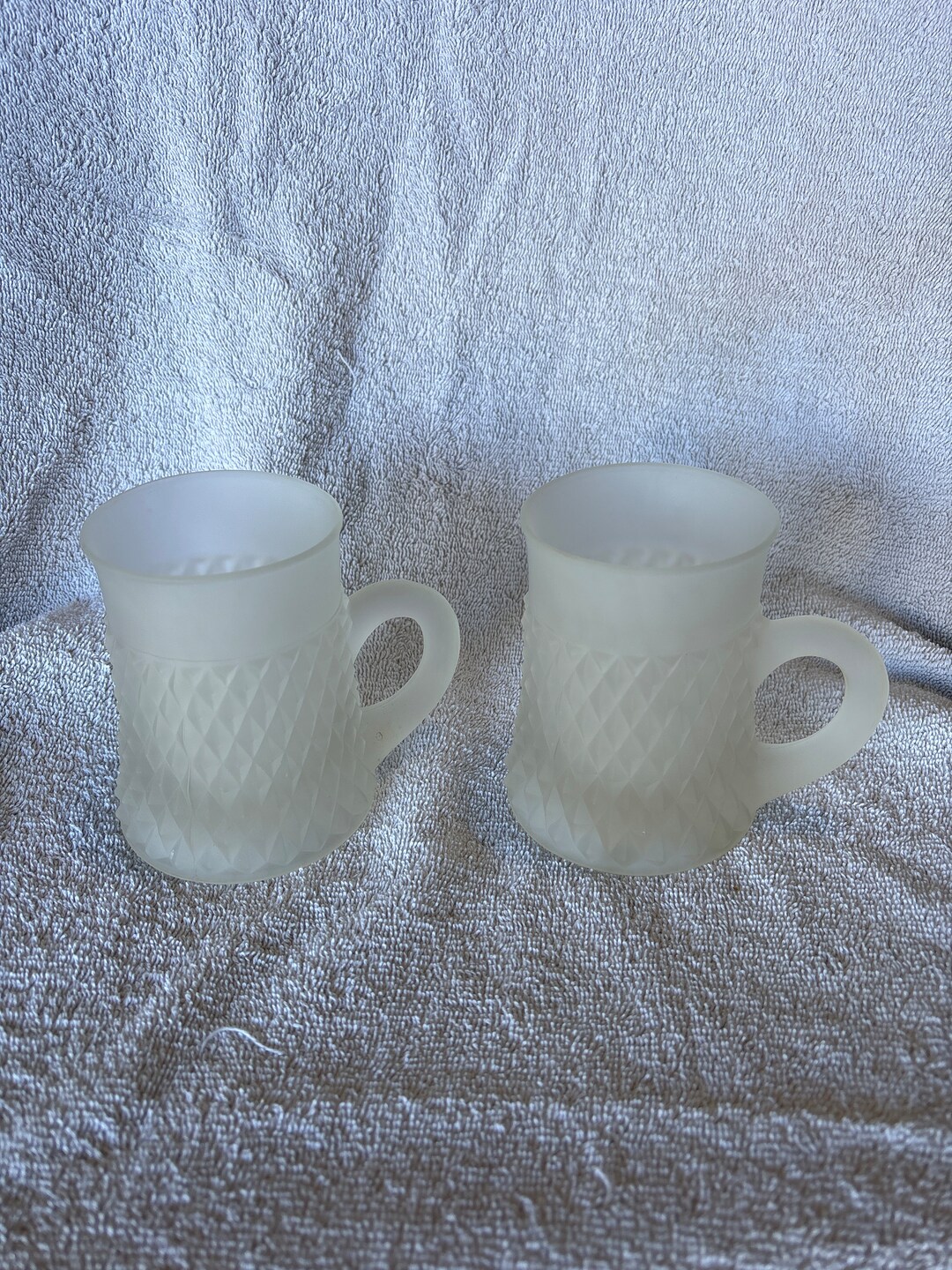 Tiara Frosted Diamond Point Mugs Set of 2 - Etsy