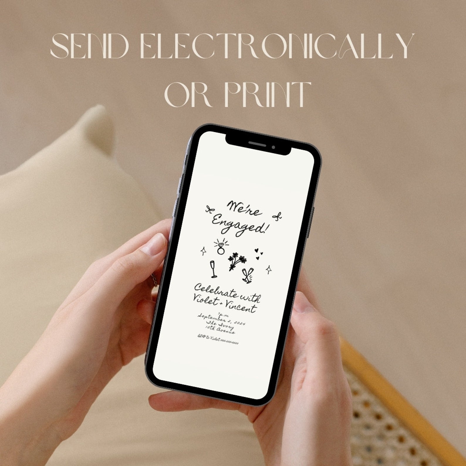 Hand Drawn Engagement Party Invitation Engaged Invite We're Engaged ...