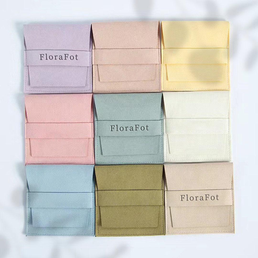 10 Personalized Jewelry Pouches Microfiber Envelope Pouchs; Custom Name ...