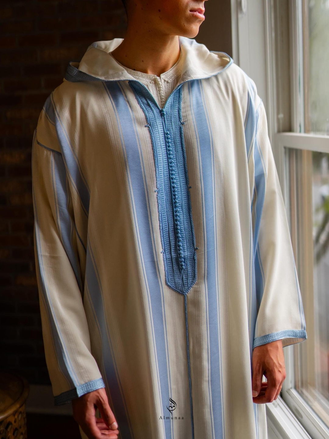 Handmade Striped Moroccan Djellaba: Mlifa Cotton Eid Ramadan Robe - Etsy