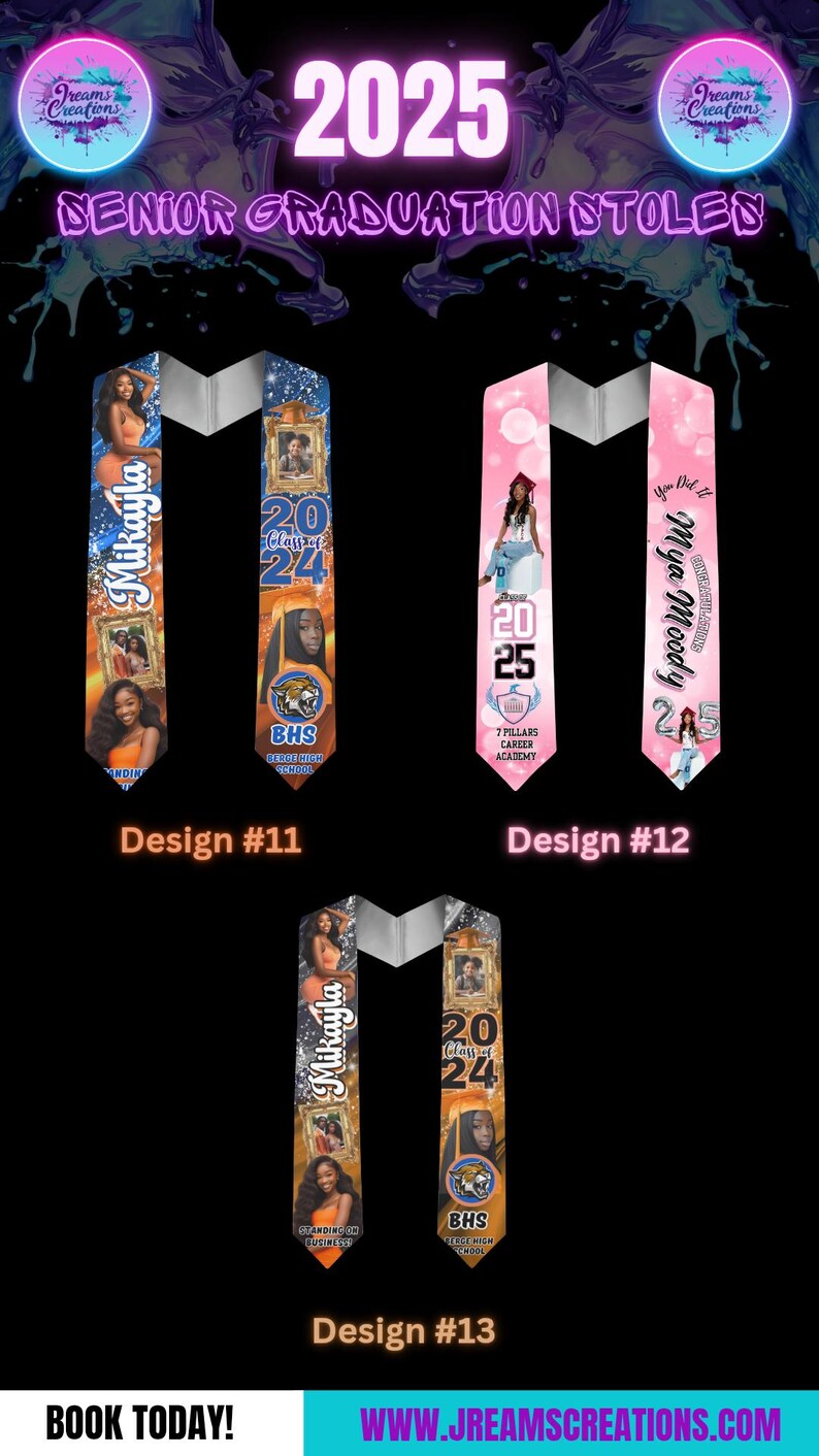 Custom Graduation Stole – High School or College | 13 Designs | 70 ...