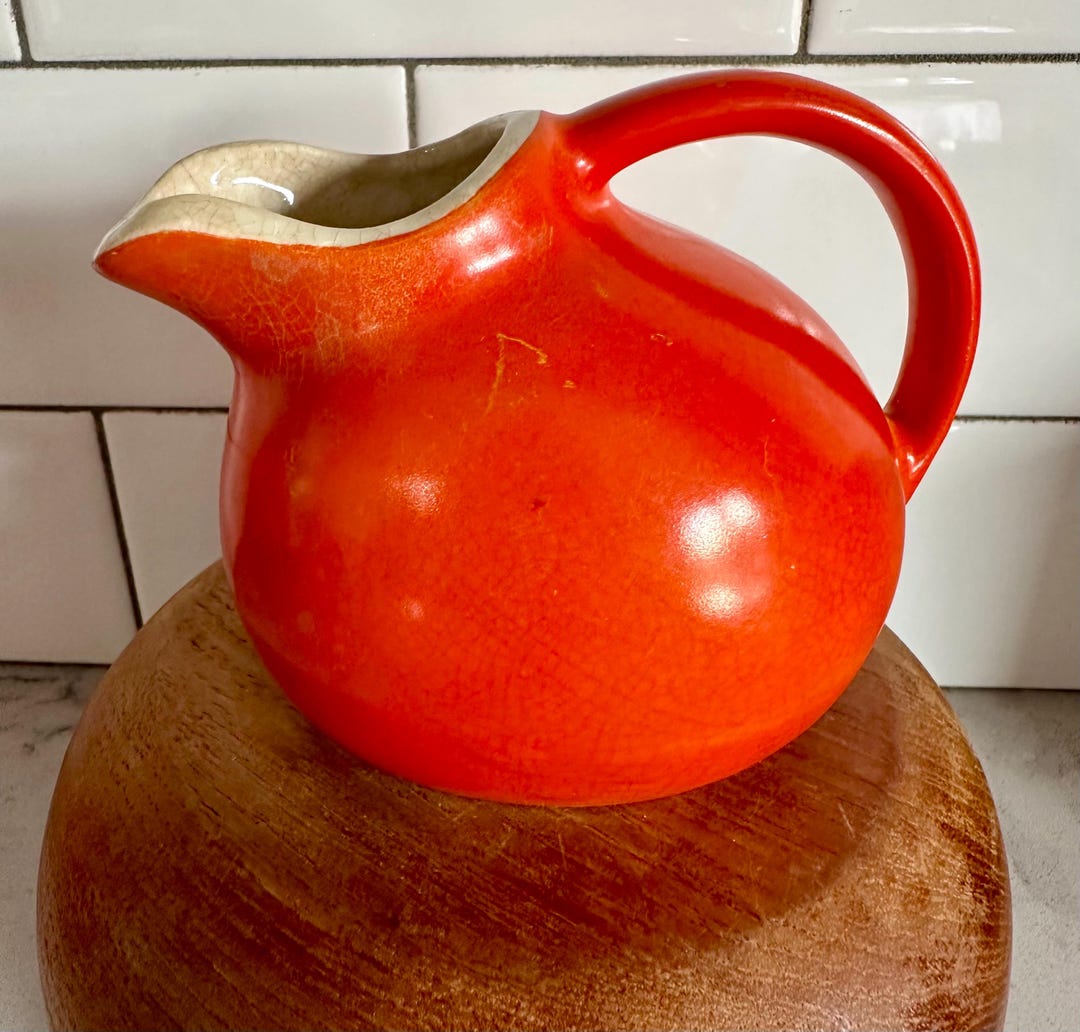 Vintage Cameron Pottery Pitcher: Orange Ball Creamer, Miniature Jug - Etsy