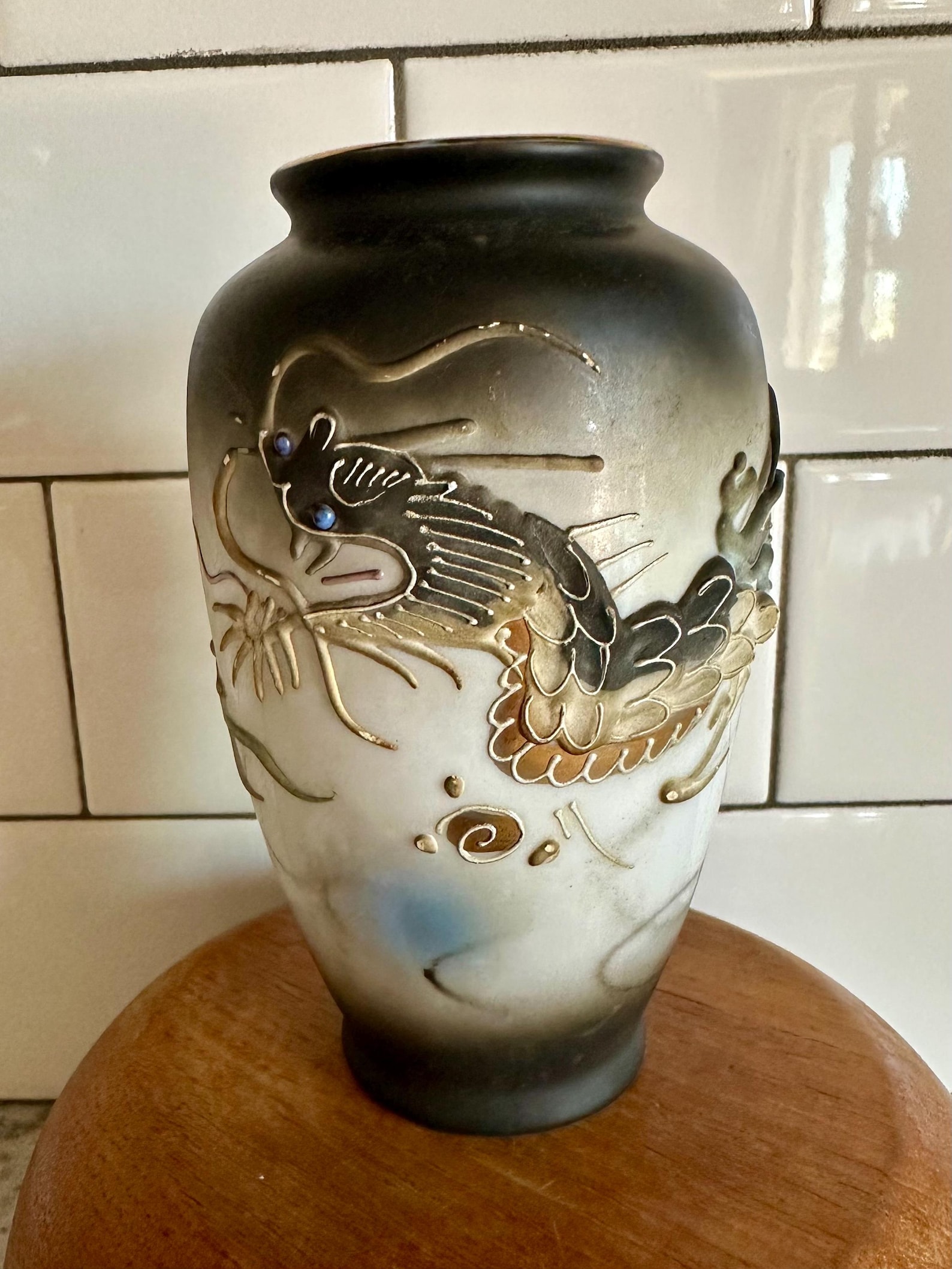 Vintage Japan Raised Dragonware Porcelain Vase Moriage Hand Painted - Etsy