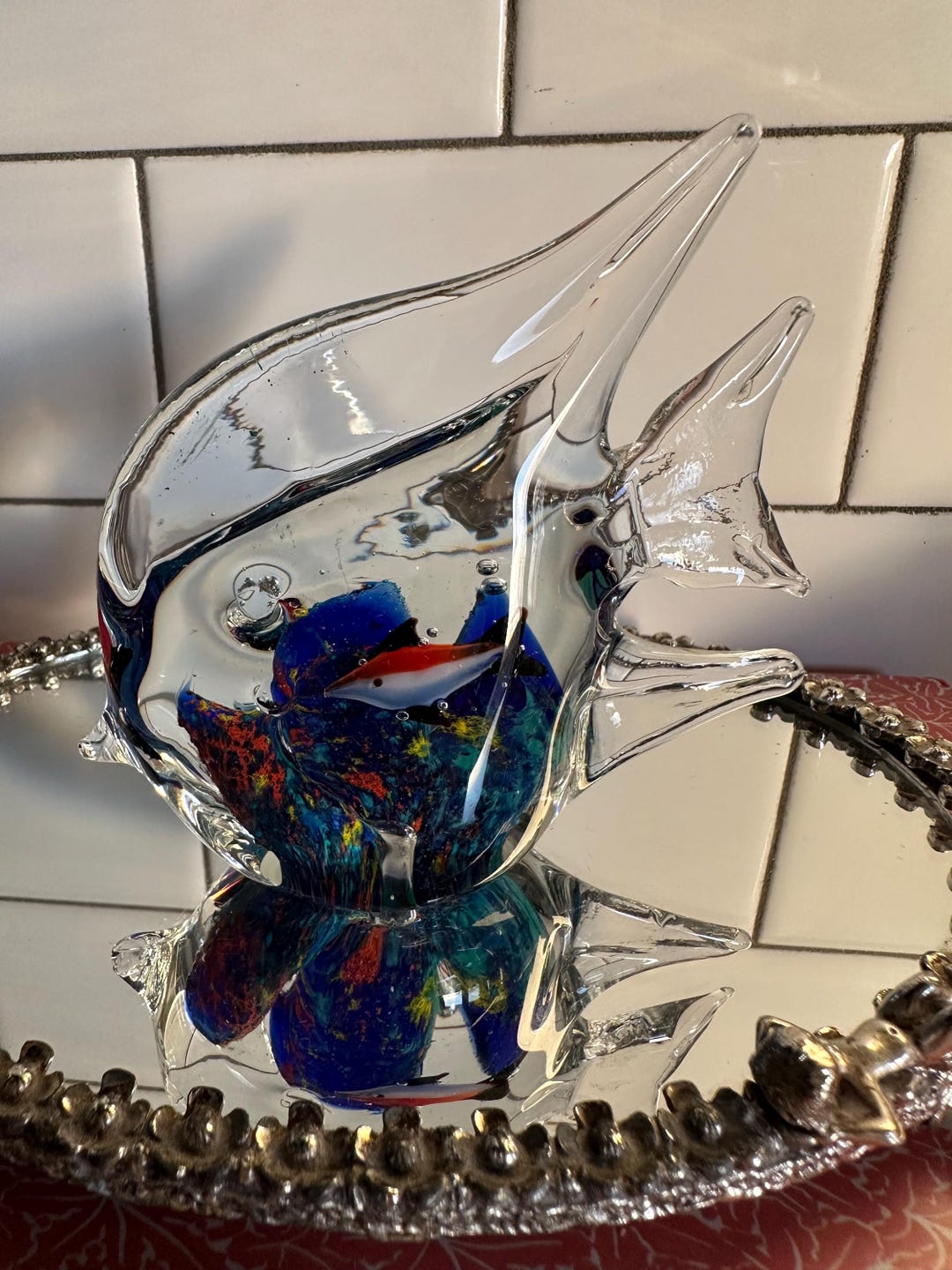 Vintage Handmade Glass Fish Paperweight - Etsy