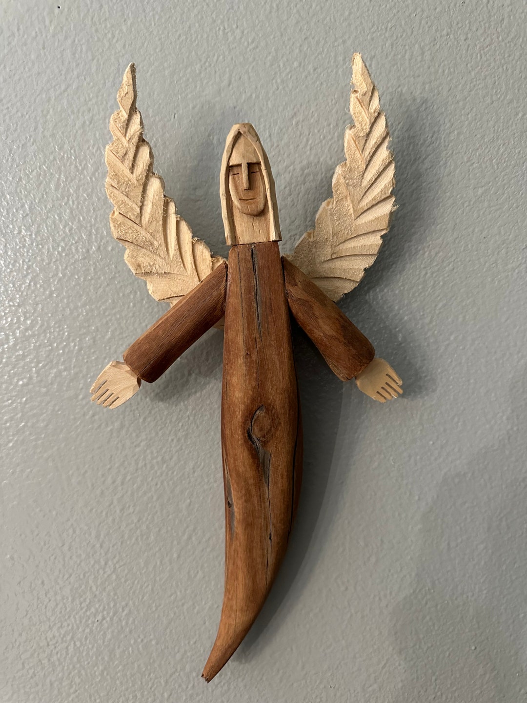 Vintage Hand Carved Wooden Angel SIGNED Elmer Alvarez-santa Fe Artist ...