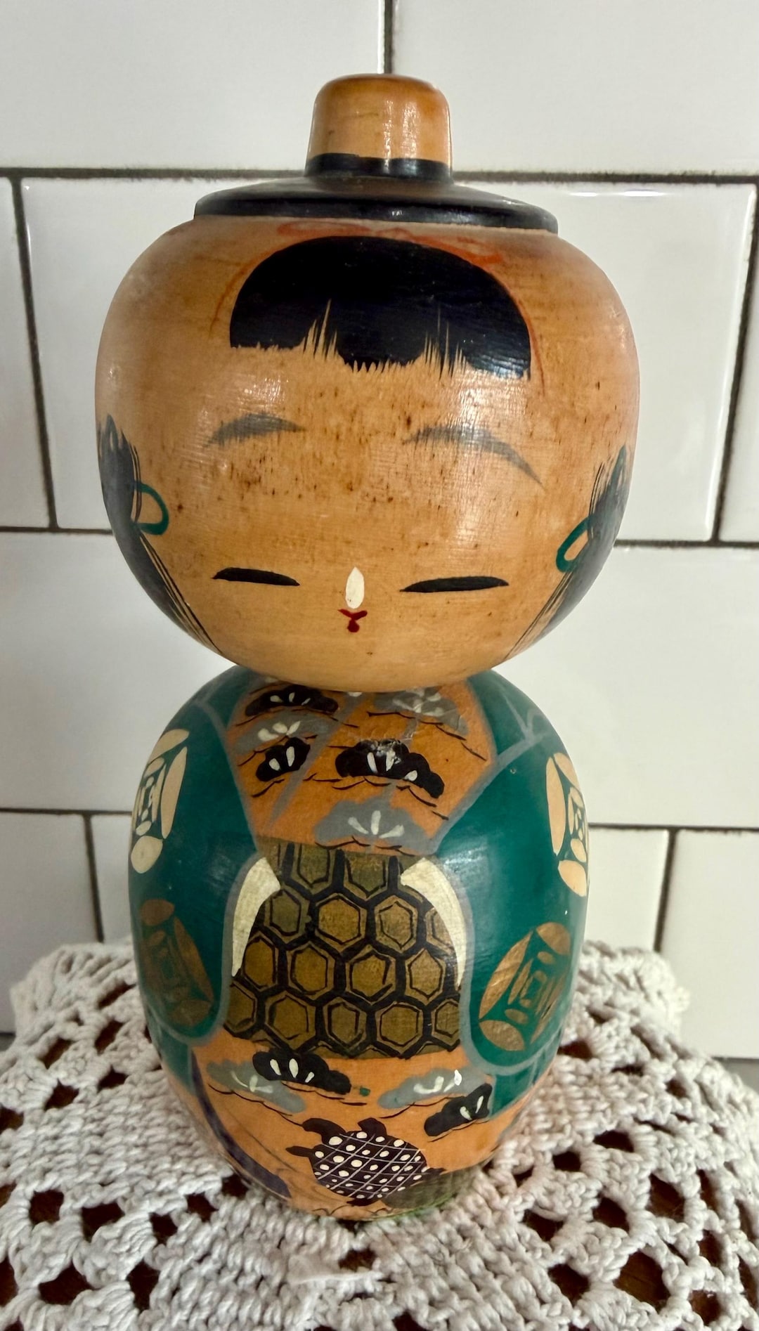 Vintage Japan N.W.A. KOKESHI Wood Bobble Head 6.5" Tall Traditional ...
