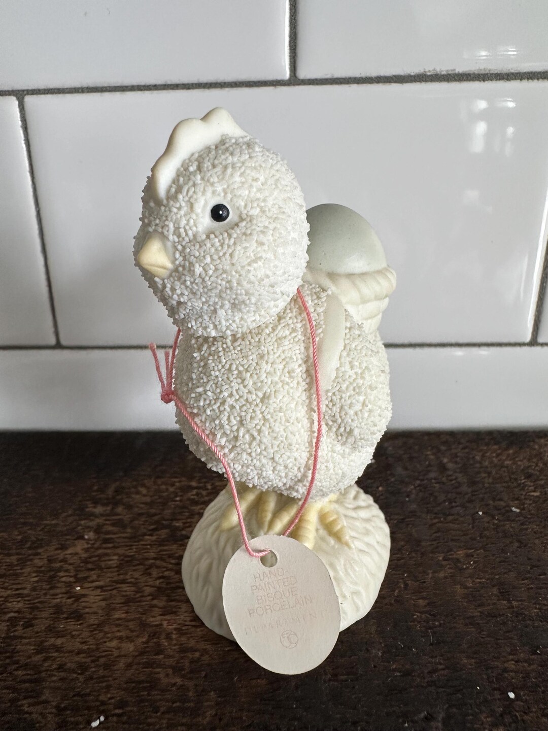 Vintage Dept 56 Bisque 2002 Bobble Head Chick With Egg Figurine Easter ...