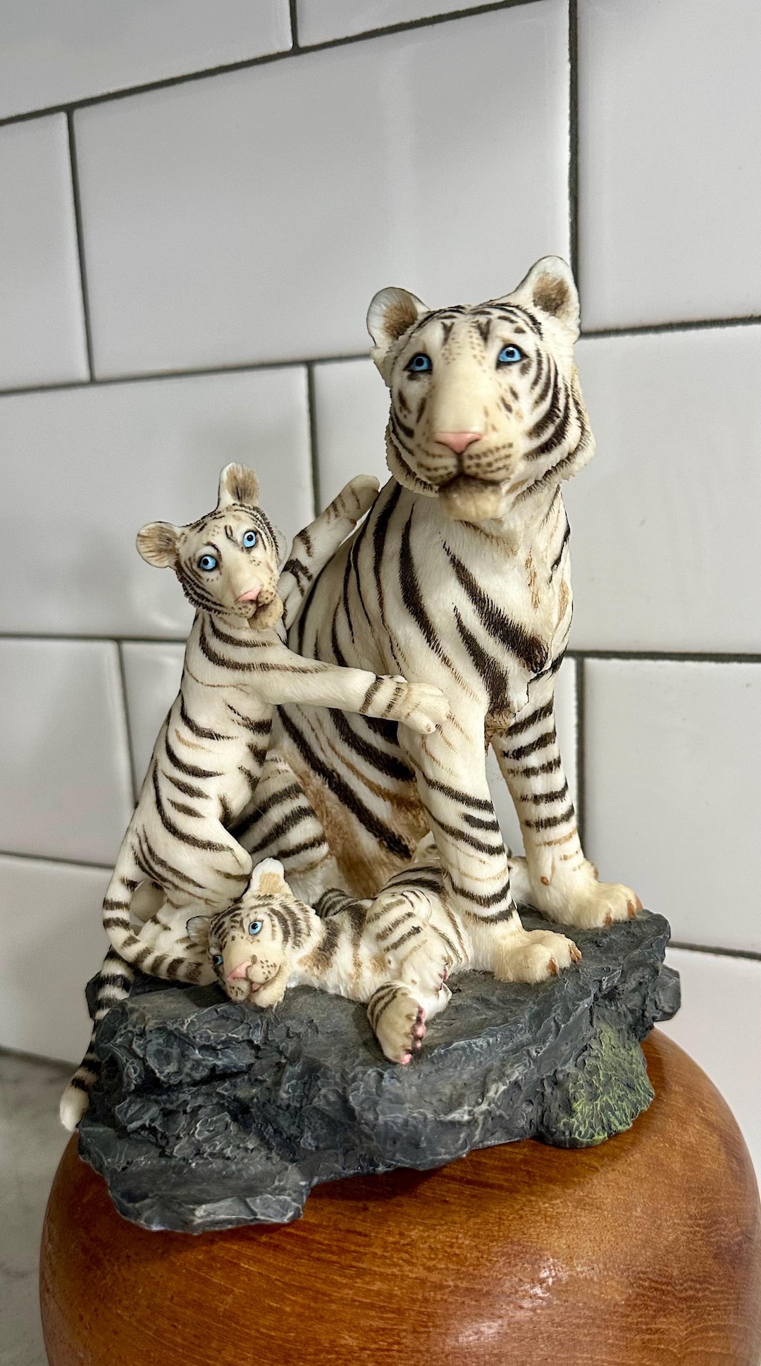 White Tigers and Cubs by David Geenty Hamilton Collection Sculpture ...