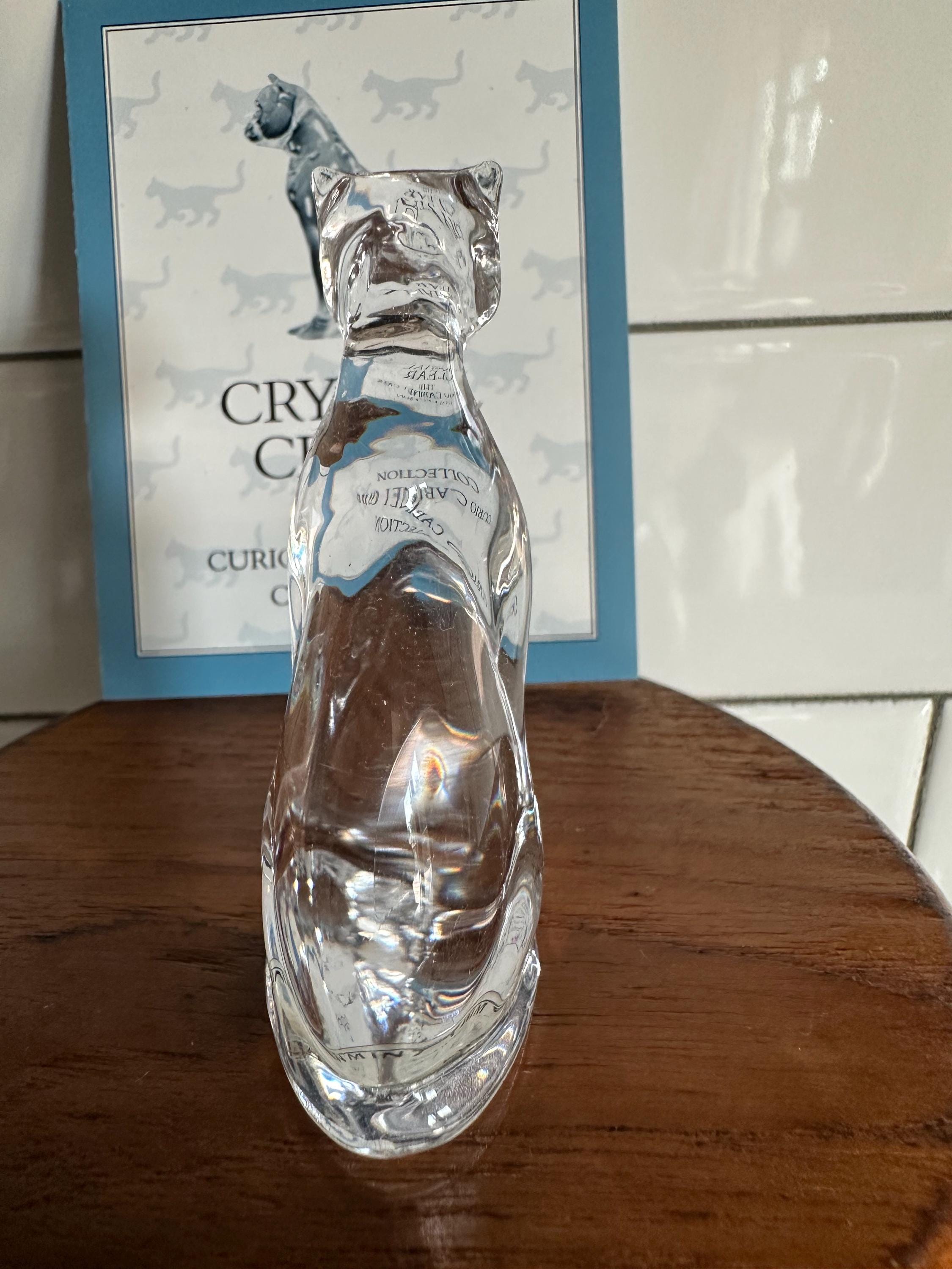 Vintage Franklin Mint Crystal Clear Cat Figurine From the Curio Cabinet ...
