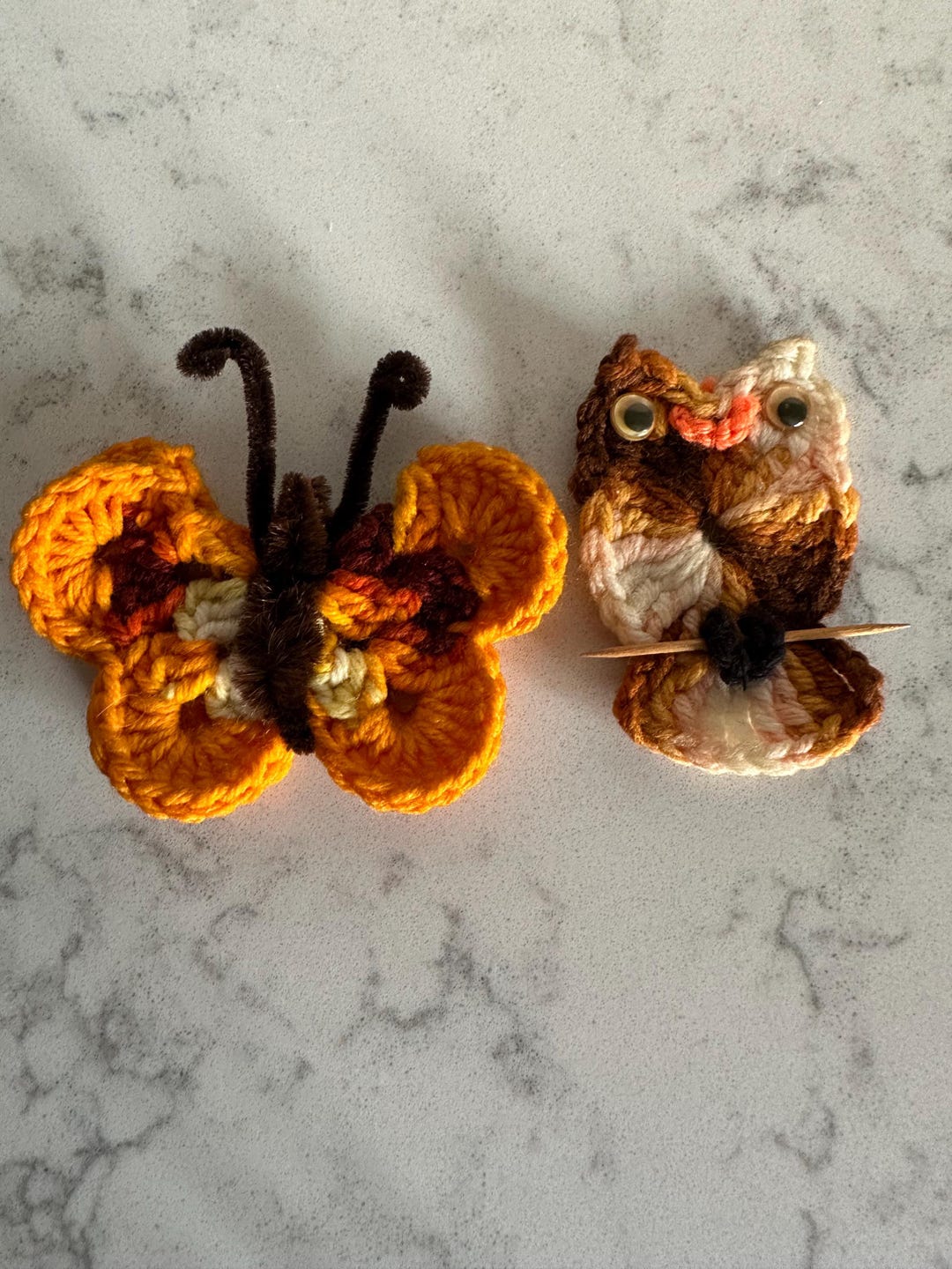 Adorable Yarn Art Crocheted Butterfly and Owl Vintage Refrigerator ...