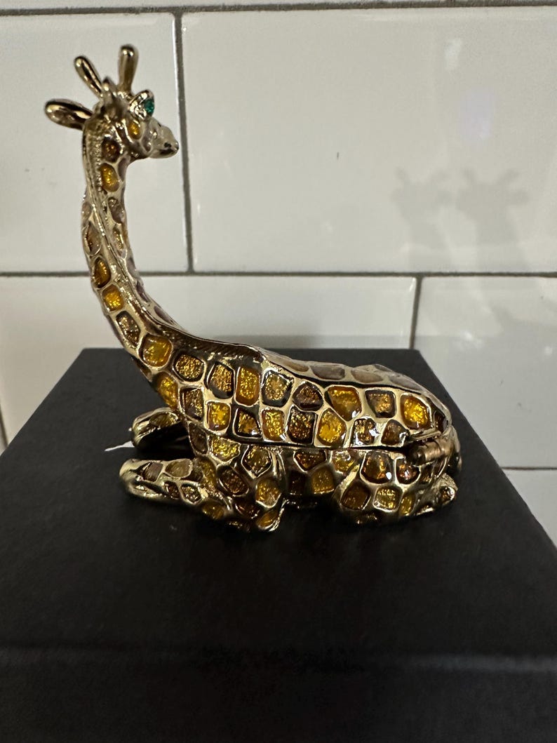Giraffe Trinket Box-enamel HINGED Box Figurine W/ Rhinestones, Elegant ...