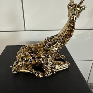 Giraffe Trinket Box-enamel HINGED Box Figurine W/ Rhinestones, Elegant ...