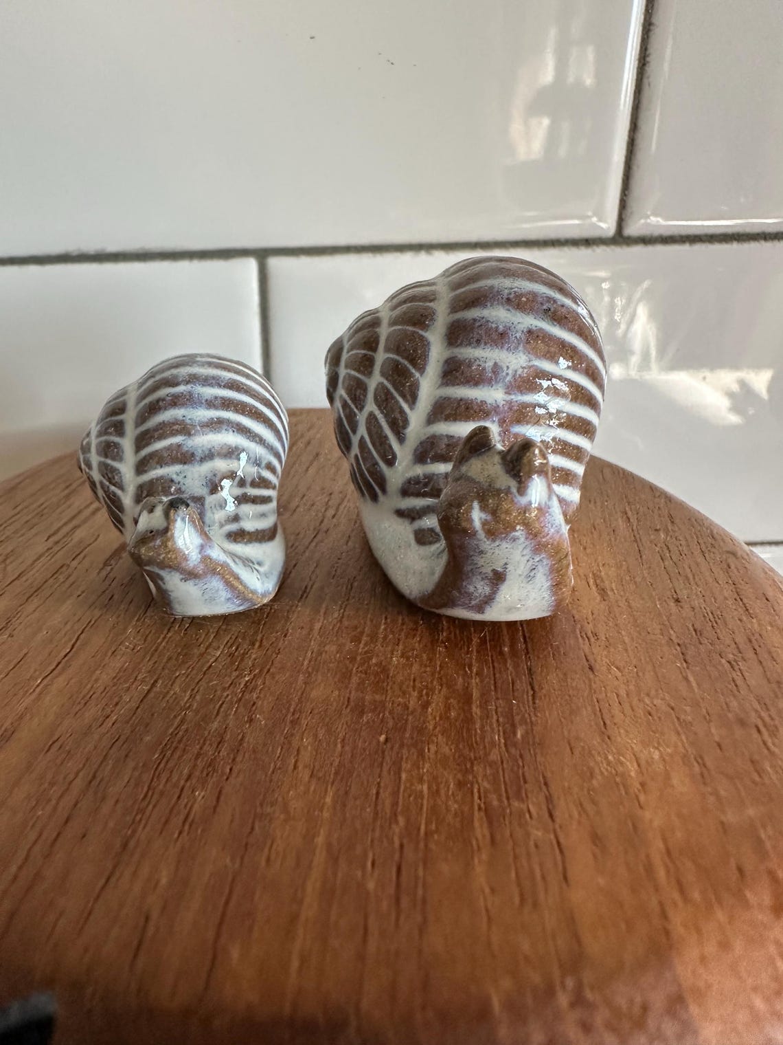 Vintage Terracotta Redware White Glazed Pottery Snails Miniature ...